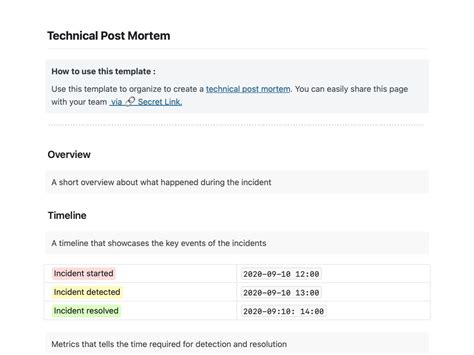Technical Post Mortem Free Template Craft