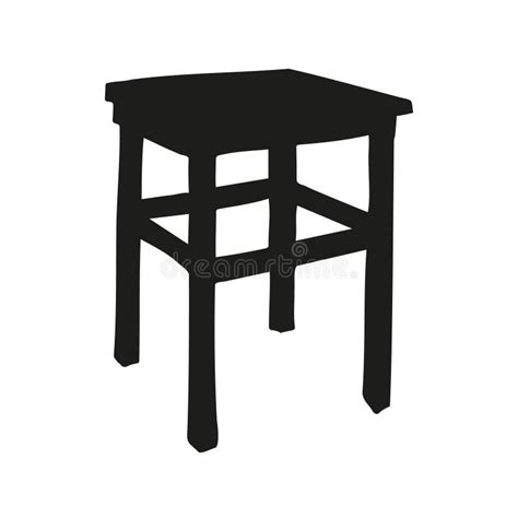 Vector Hand Drawn Stool Silhouette Stock Illustration Illustration Of Chair Kitchen 353819705