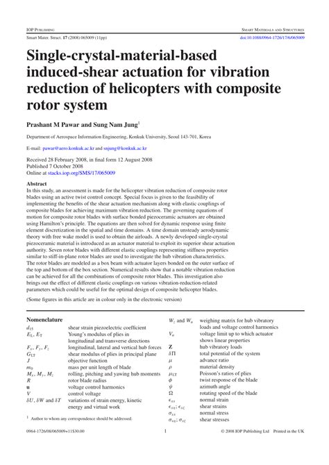 Pdf Helicopter Vibration Reduction Using Active Twist Control Of Composite Rotor Blades