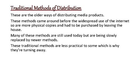Unit 1 Distribution Films Tv Newspapers Traditional Methods