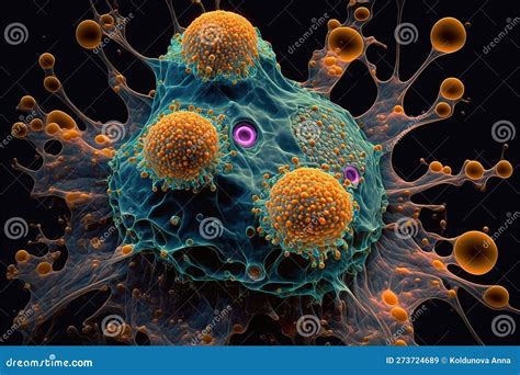 Generative Ai Virus Pathogen Or Virus Particle Interacting With Cell