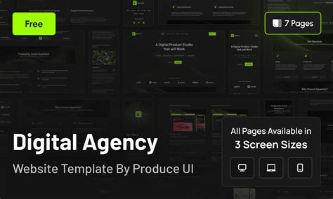 digital agency company website ui design template in dark theme free