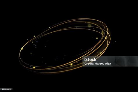 보케 효과가 있는 벡터 밝은 네온 서클 텍스트를 위한 빈 공간이 있는 둥근 프레임입니다 황금빛 반짝이 마법의 반짝이 미래 지향적인 조명 글로우 플래시 건설 프레임에 대한