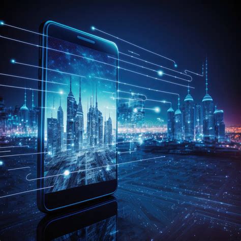 Ai Generated Image Of Telecommunication Network Above City Stock