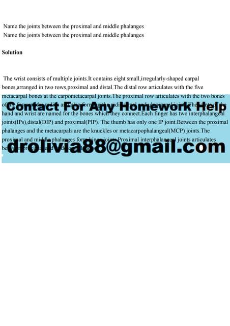 Name The Joints Between The Proximal And Middle Phalanges Name Pdf