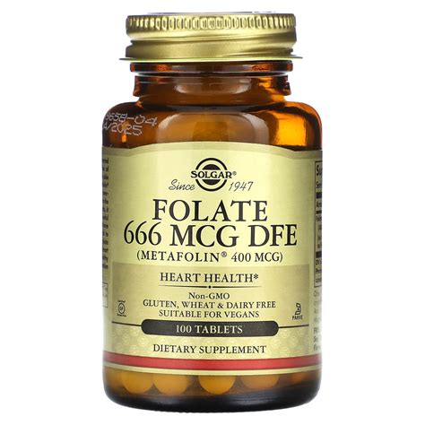 Solgar, Folate, 666 mcg DFE, 100 Tablets