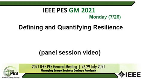 Defining And Quantifying Resilience Ieee Power And Energy Society Resource Center