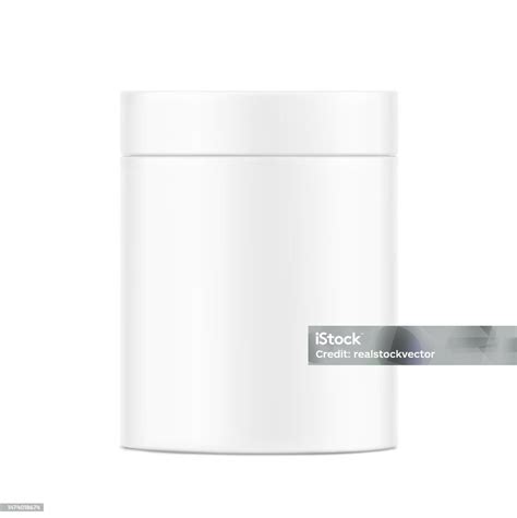 라운드 패키지 컨테이너 모형 흰색 배경에 격리된 벡터 그림 3차원 형태에 대한 스톡 벡터 아트 및 기타 이미지 3차원 형태