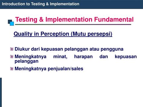 Tests Implementation