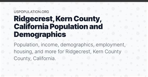 Ridgecrest Kern County California Population Income Demographics