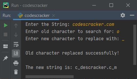 Python Program To Replace Character In String