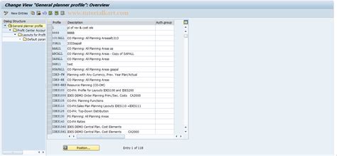 KP PC SAP Tcode Maintain CO Planner Profiles
