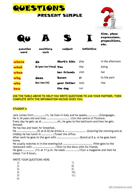 Present Simple Questions English ESL Worksheets Pdf Doc