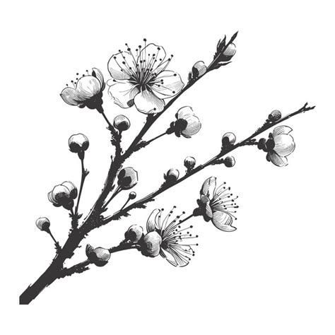 Premium Vector Cherry Flower Blossom Botanical Art Spring Tree Hand