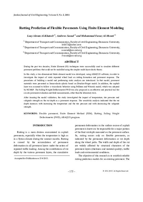 Pdf Rutting Prediction Of Flexible Pavements Using Finite Element