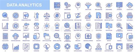 Data Analytics Web Icons Set In Duotone Outline Stroke Design Pack