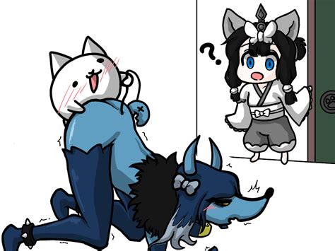 Rule 34 1boy 2girls Aku The Battle Cats Anthro Basic Cat Black Hair