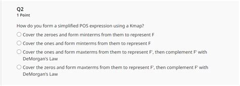Solved 1 Point How Do You Form A Simplified Pos Expression
