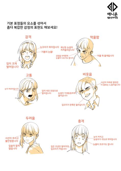 송도 애니온 강좌봇 On Twitter [그림 강좌] 재밌지만 어려운 표정그리기 잘못하면 어색하게 그려지기 쉬운데요~😩 좀 더 자연스럽고 생생한 표정 그리기를
