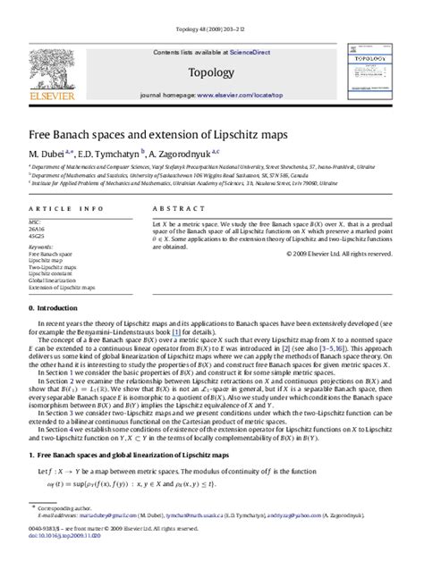 Pdf Free Banach Spaces And Extension Of Lipschitz Maps