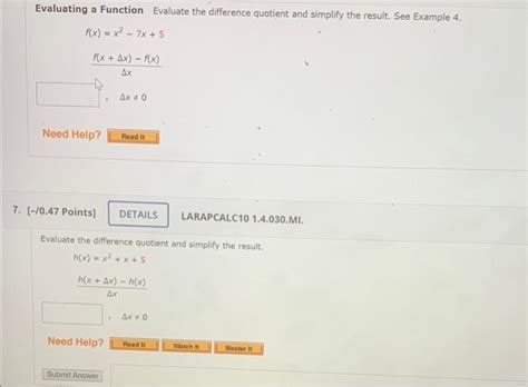 Solved Evaluating A Function Evaluate The Difference