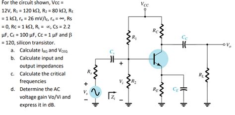Solved For The Circuit Shown Vcc Chegg