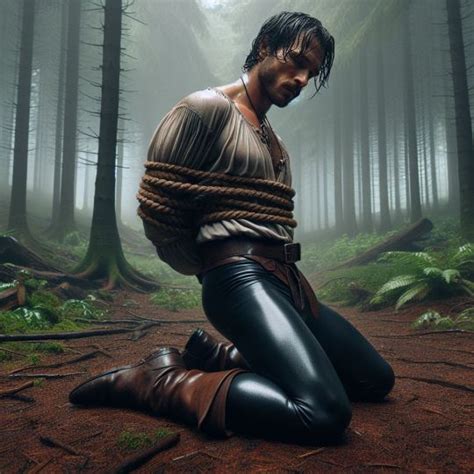 Guys Tied Up And Gagged By Ai On Tumblr A Heroic Guy Is Tied Up In A Forest Ai Generated Image