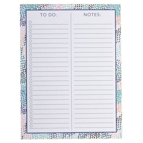 Dash Pattern Large To Do Notepad Blue Pink And White 150 Sheets