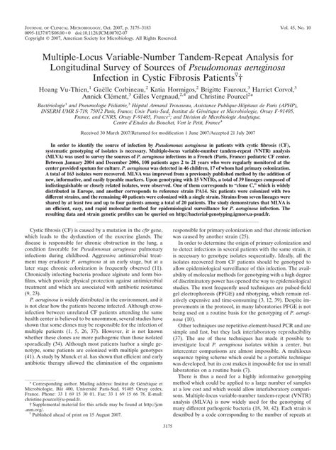 Pdf Multiple Locus Variable Number Tandem Repeat Analysis For Longitudinal Survey Of Sources