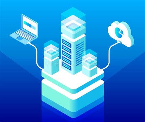 Vector Isometric Cloud Computing And Data Storage Stock Vector Illustration Of Connect