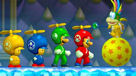 New Super Mario Bros Wii All Bosses 4 Players Walkthrough Co Op