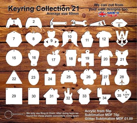 2mm Acrylic Keyrings For Engraving Glitter Sublimation Blanks