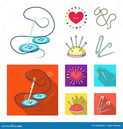 Vector Illustration Of Pin And Sewing Icon Set Of Pin And Sketch Stock Symbol For Web Stock