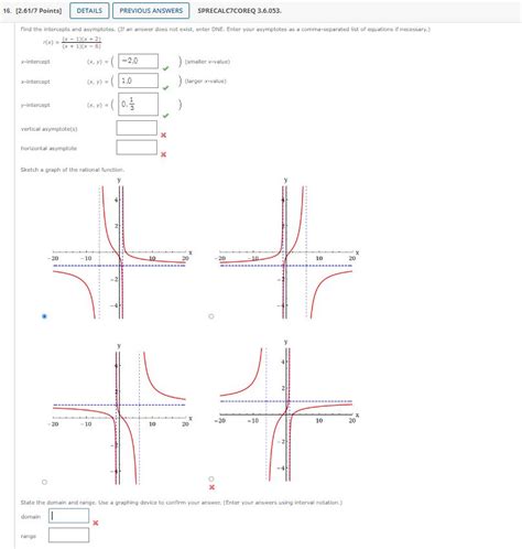 Solved Find The Intercepts And Asymptotes If An Answer