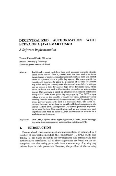 Pdf Decentralized Authorization With Ecdsa On A Java