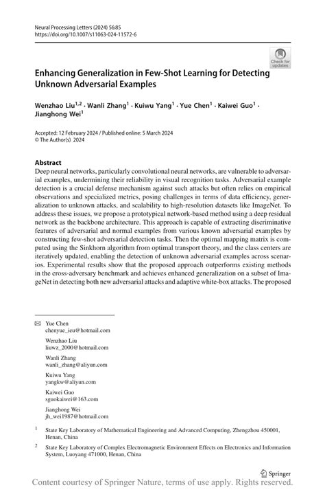 pdf enhancing generalization in few shot learning for detecting