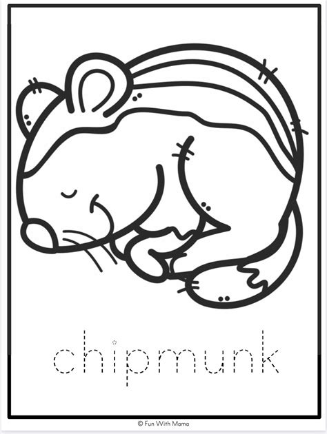 Sleeping Mouse On Chipmunk Coloring Page