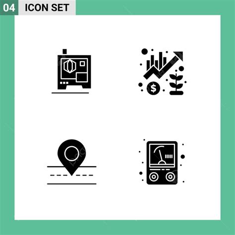 Printer Symbol Vector Art Png Group Of 4 Solid Glyphs Signs And Symbols For Printer Ampere Up