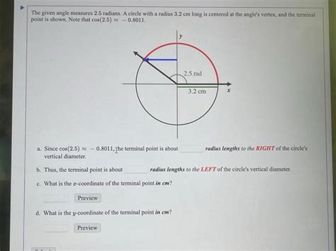 Solved The Given Angle Measures 44 Radians A Circle With A