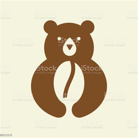 초기 베어 커피 로고 네거티브 스페이스 벡터 템플릿 곰 들고 커피 기호 겨울에 대한 스톡 벡터 아트 및 기타 이미지 겨울