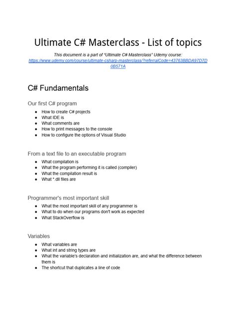 Ultimate C Masterclass The Complete List Of Topics Pdf Language Integrated Query C