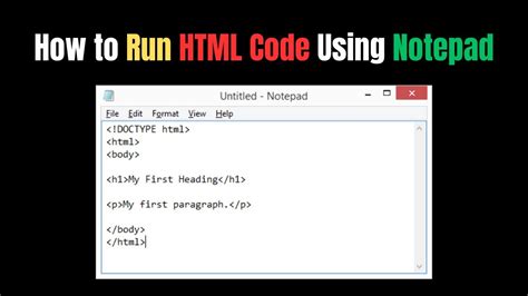 💻 How To Run Html Code Using Notepad 🚀 Youtube