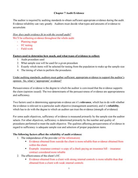 Chapter 7 Audit Evidence Chapter 7 Audit Evidence The Auditor Is