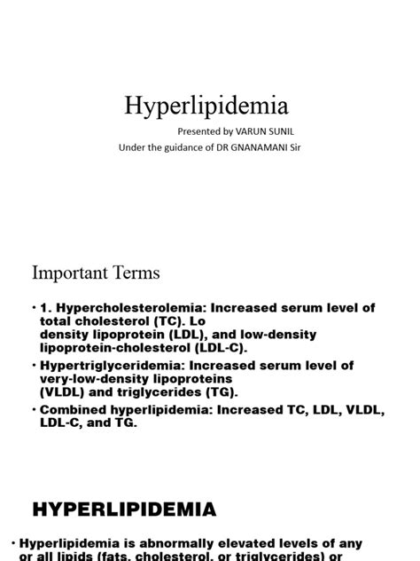 Hyperlipidemia Cm Presentation Pdf Cholesterol Non Communicable