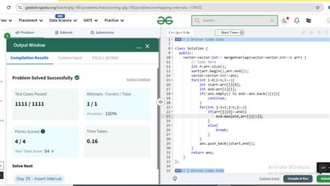 gfg160 day24 dsa mergeintervals greedy c geekstreak2025 gfg160… arpit panigrahi