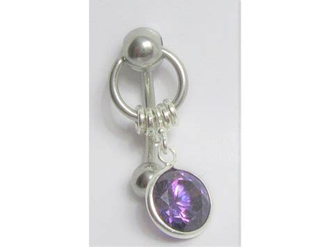 Clitoral Clitorial Clit Hood Bar Vch Vertical Purple Crystal Dangle