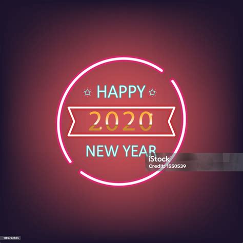 새해 복 야 2020 빛나는 네온 빛 배경입니다 벡터 그림입니다 12월에 대한 스톡 벡터 아트 및 기타 이미지 12월 12