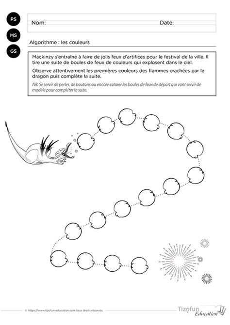 Exercices Dalgorithme En Maternelle Ps Ms Gs Tizofun Education Soutien Scolaire Gratuit