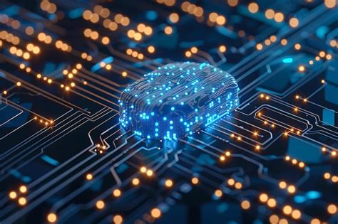 Abstract Technology Background Glowing Circuit Board With Data Chip Premium Ai Generated Image