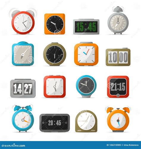 Digital And Analog Alarm Clock Set Stock Vector Illustration Of